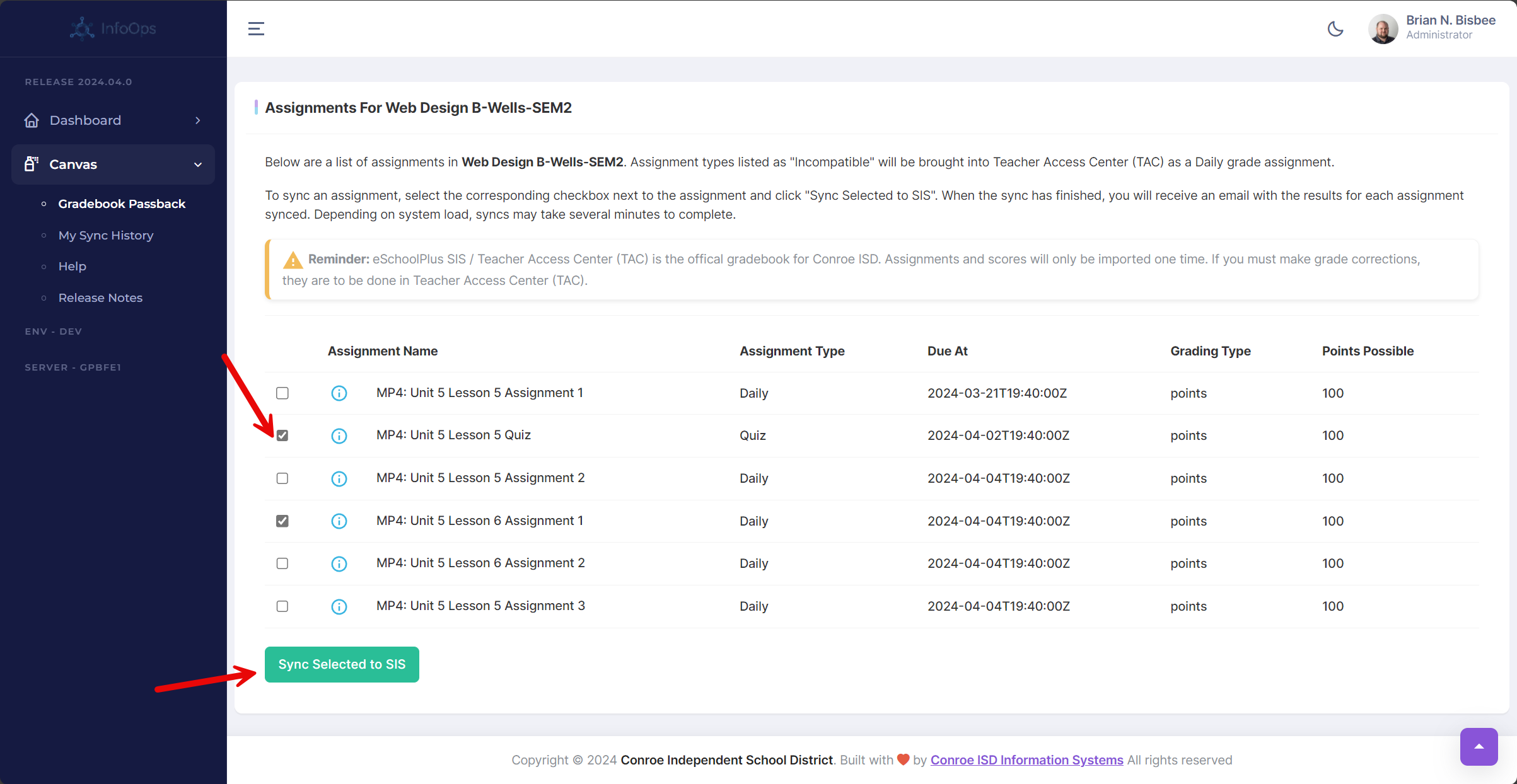 Gradebook Passback (GPB)
