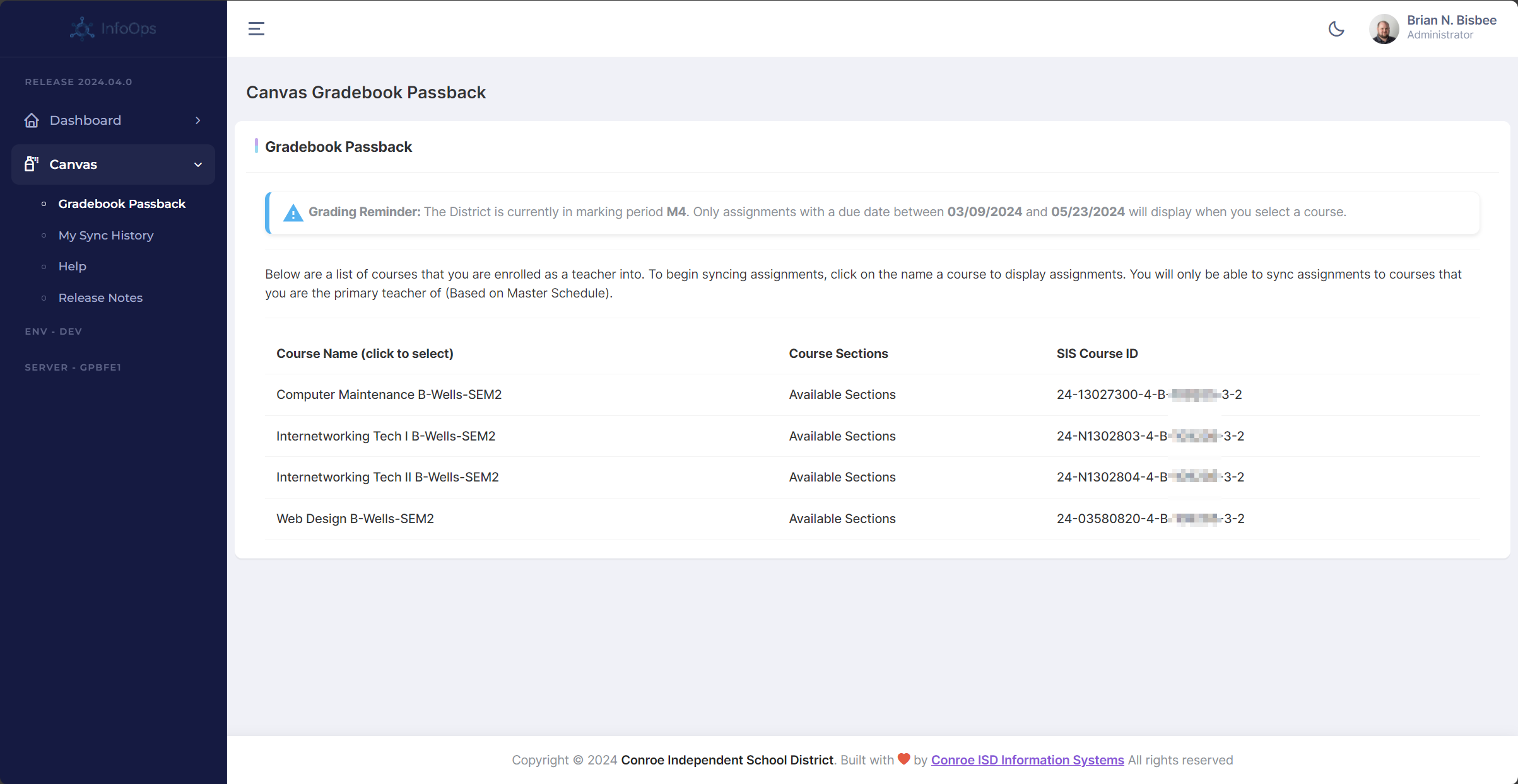 Gradebook Passback (GPB)