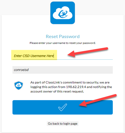 SSO Password Resetting-from ClassLink Login Screen