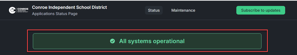 How to View the Conroe ISD System Status page