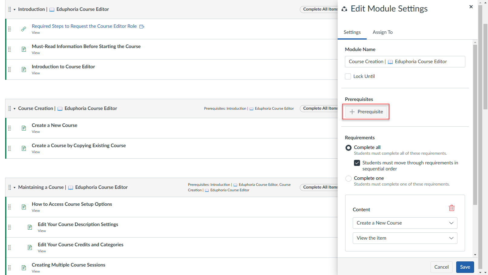 Adding Module Prerequisites and Requirements