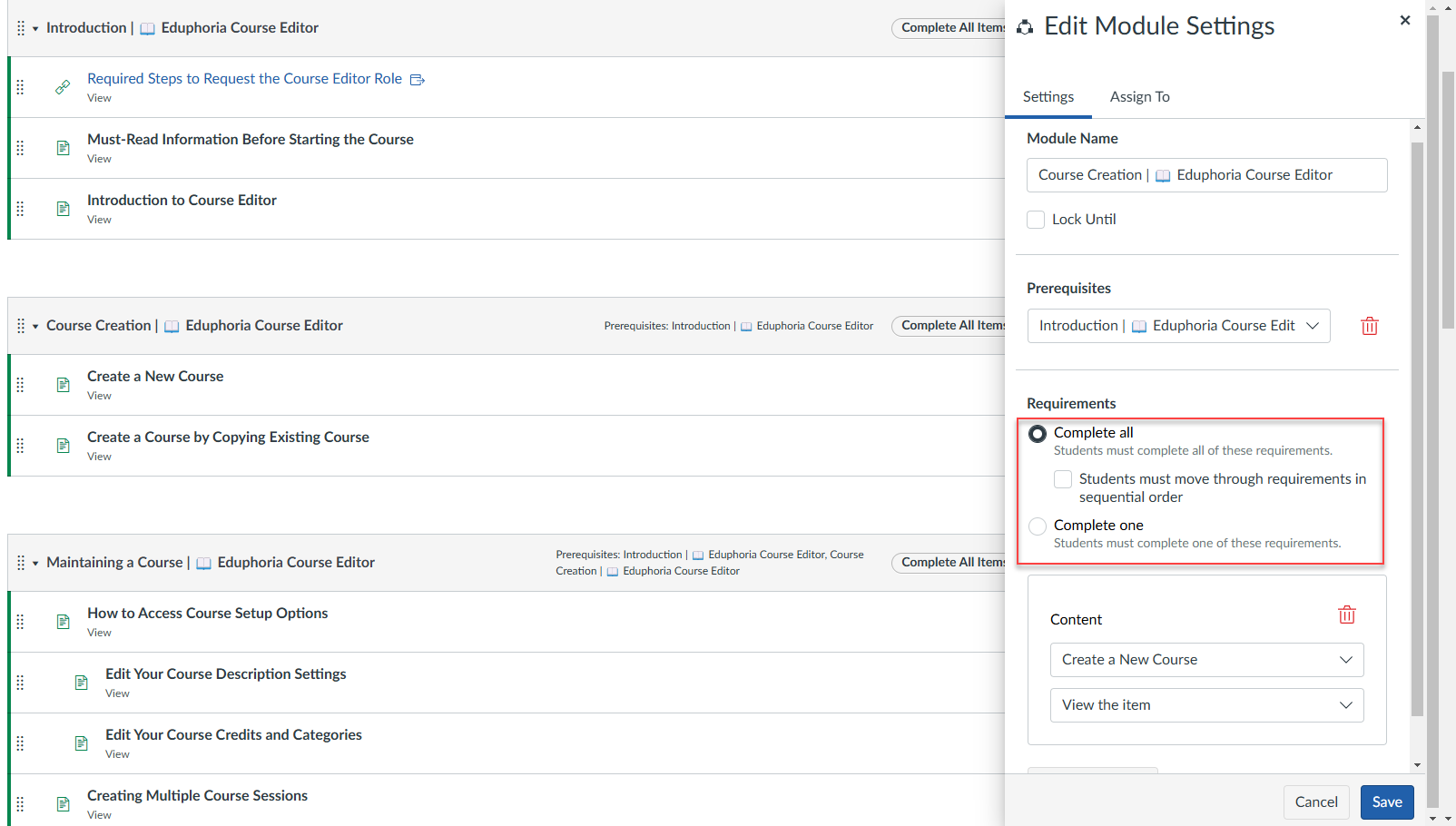 Adding Module Prerequisites and Requirements